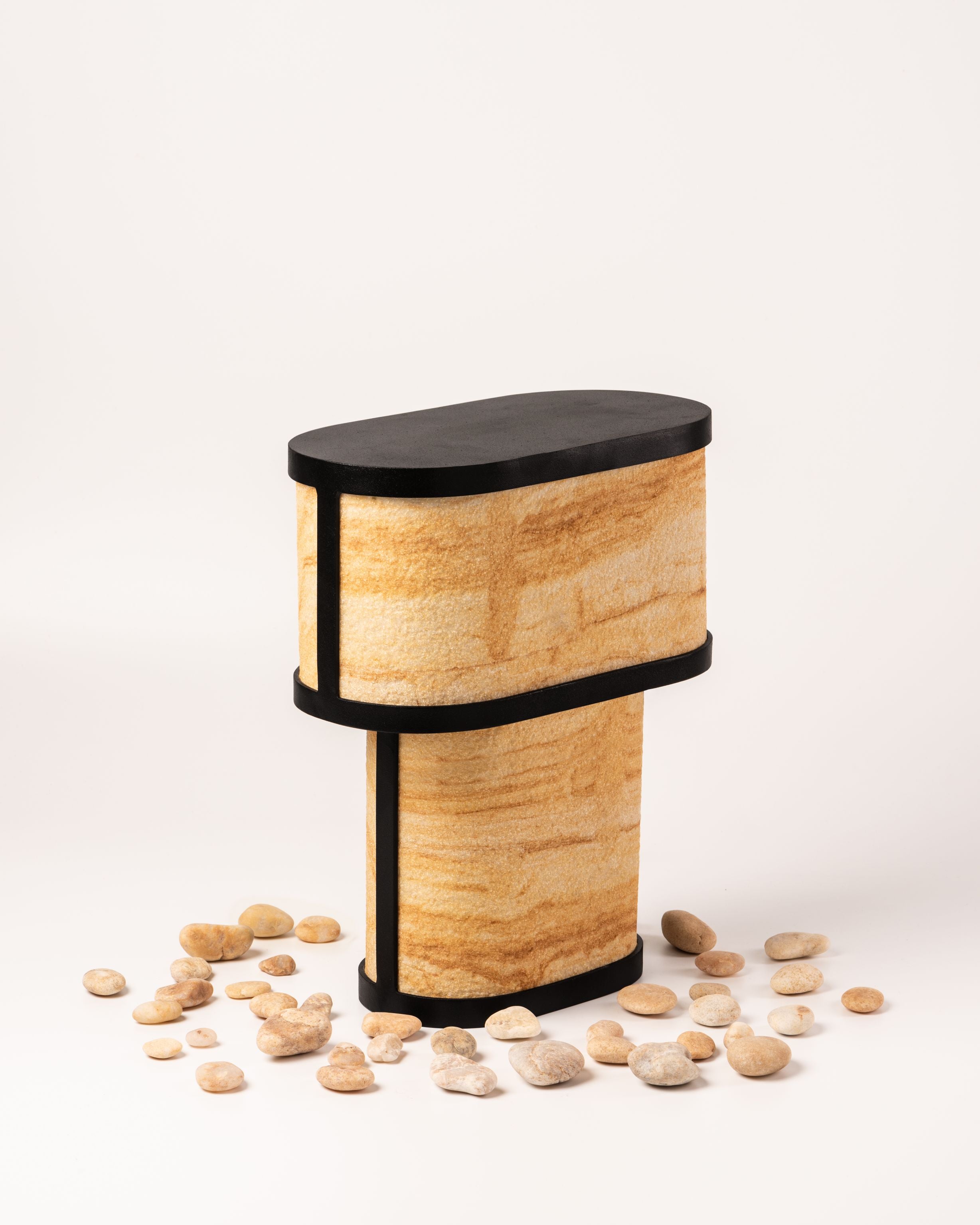 Niko Table Lamp - Teak Wood Sandstone – Archizy